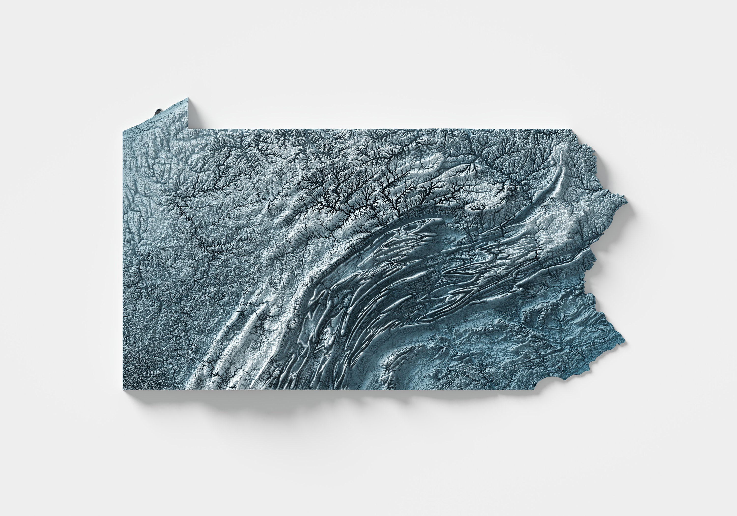 Pennsylvania Shaded Relief Map Natural Topography - Etsy
