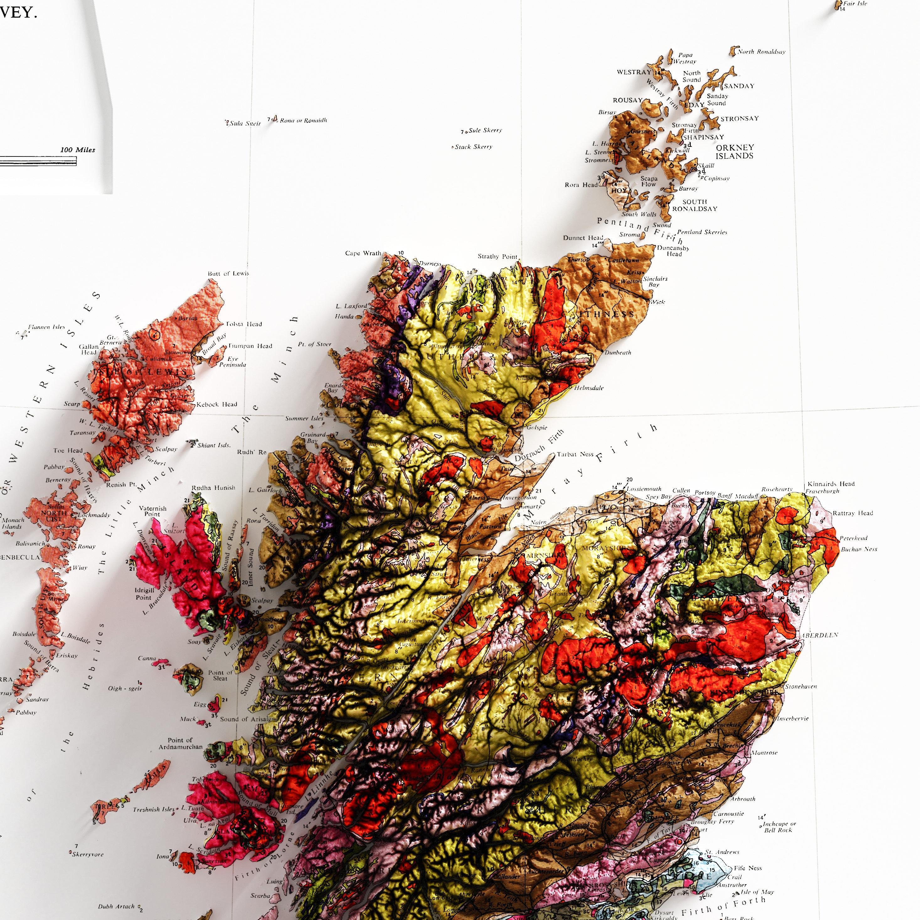 British Isles and Ireland Geology - Vintage - Shaded Relief Map - Etsy UK