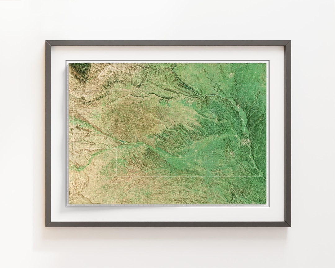 Nebraska, U.S.A. - Shaded Relief Map - Imagery - Etsy