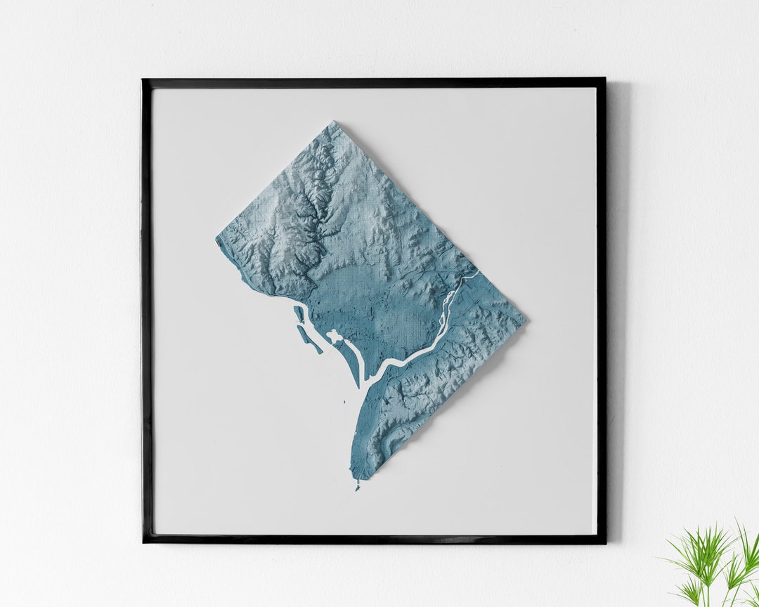 Washington D.C. Shaded Relief Map Natural Topographic - Etsy