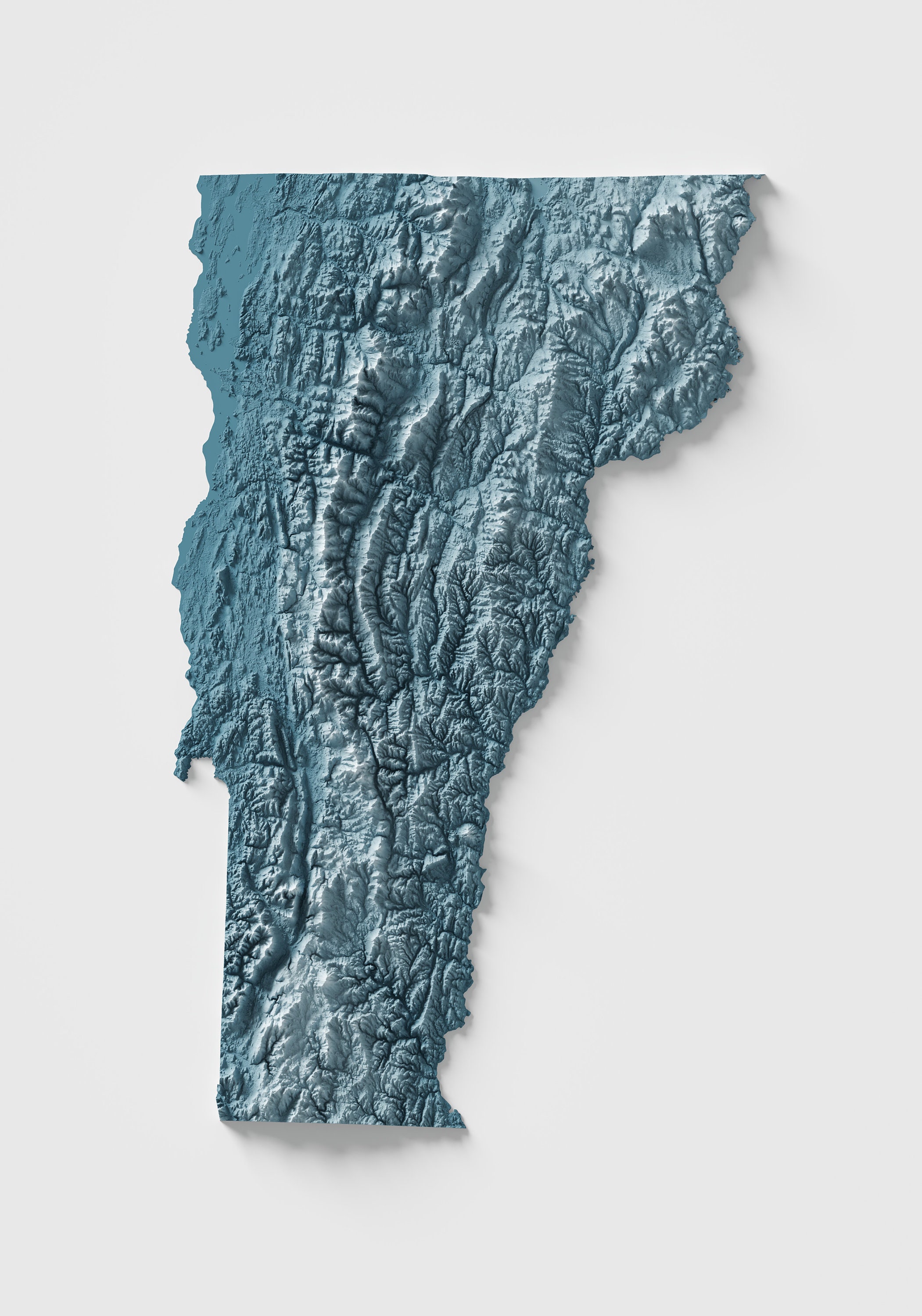 Vermont Shaded Relief Map Natural Topography - Etsy