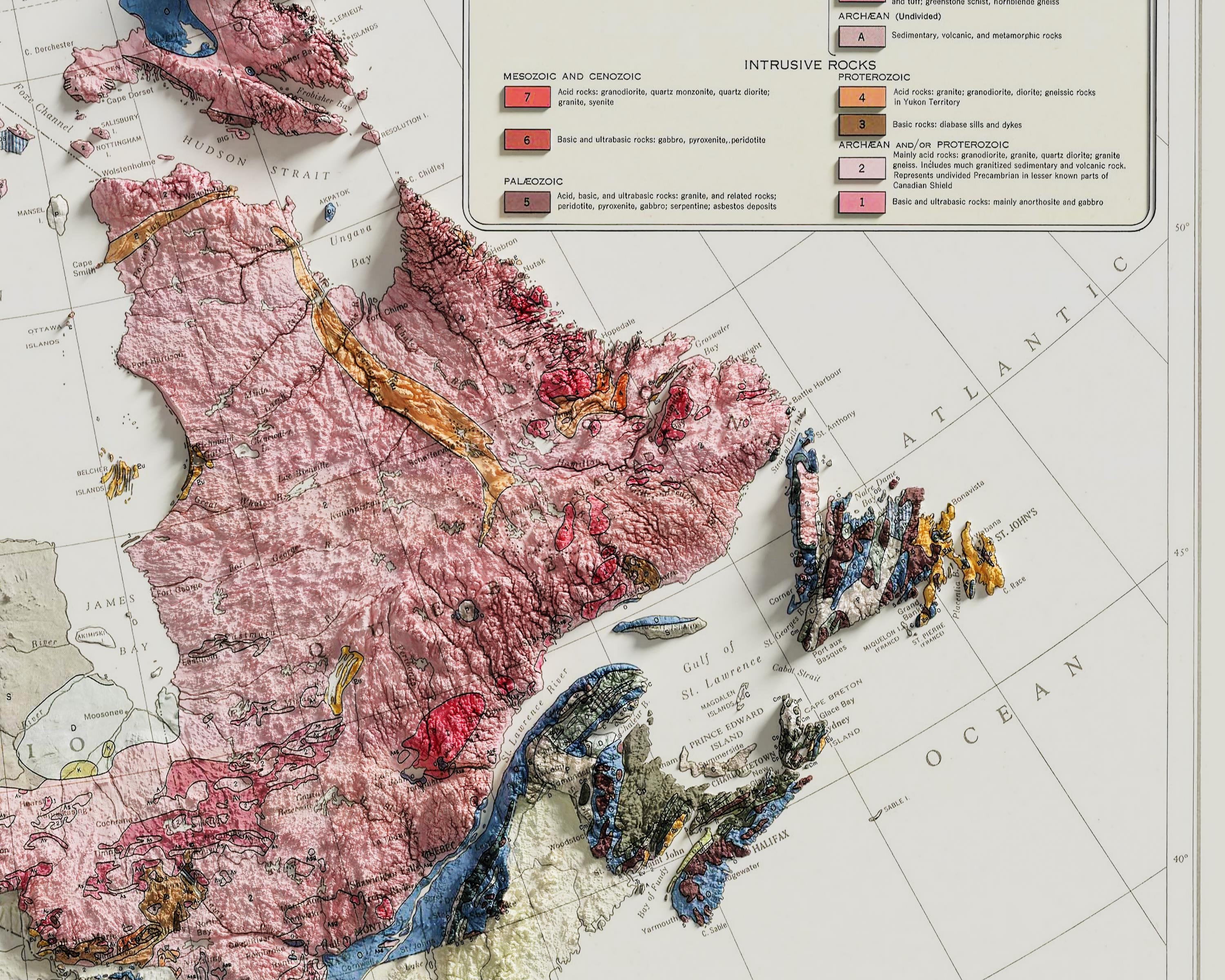 Geology Map of Canada Vintage Shaded Relief Map - Etsy