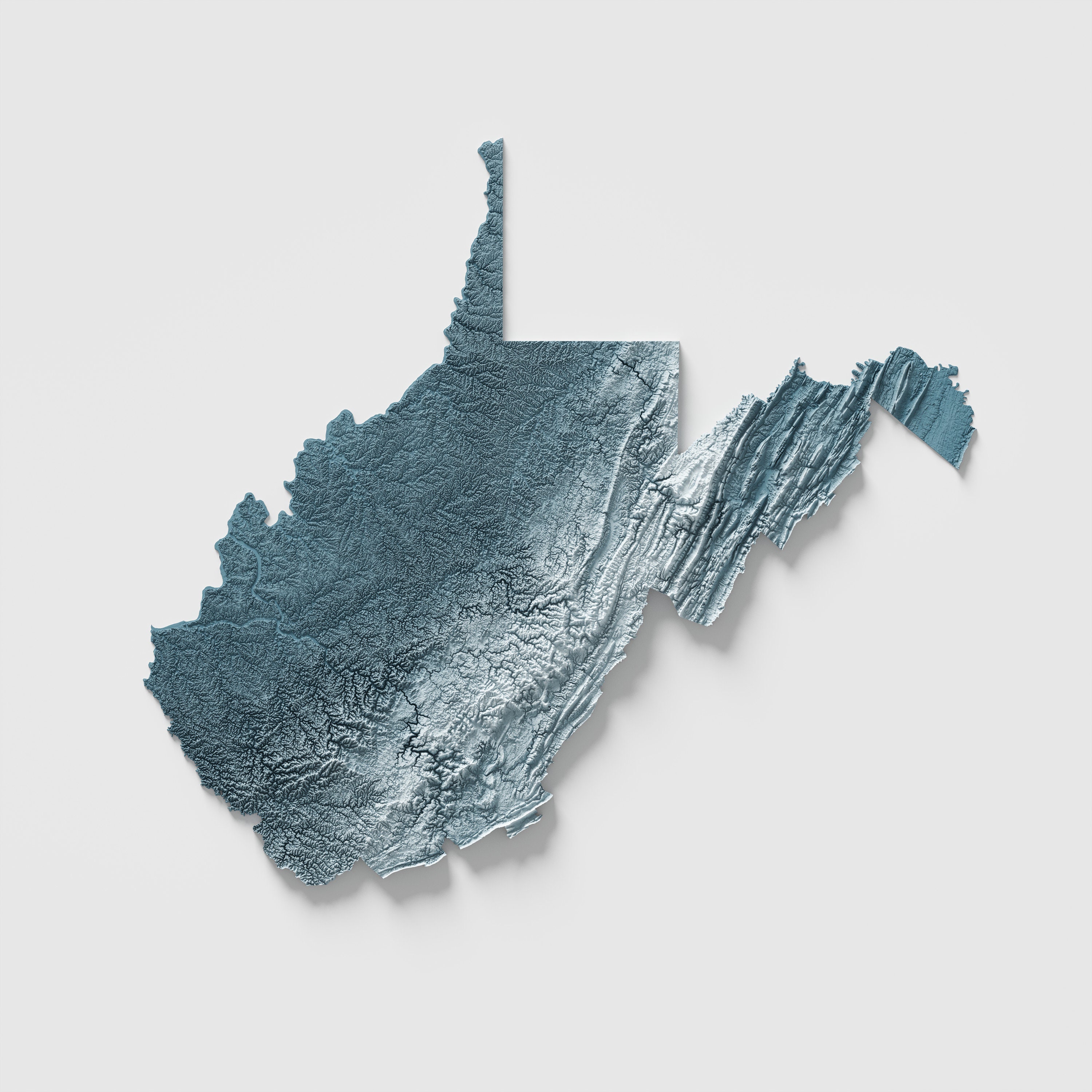 West Virginia Shaded Relief Map Natural Topographic - Etsy