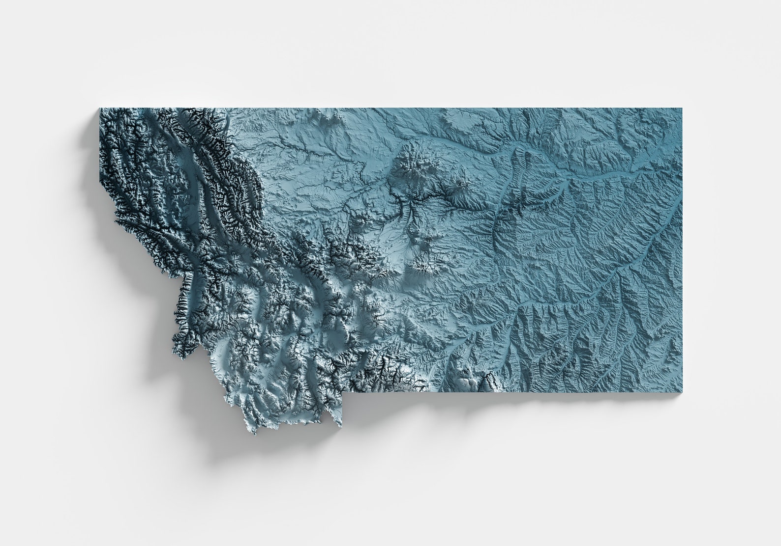 Montana Shaded Relief Map Natural Topography - Etsy
