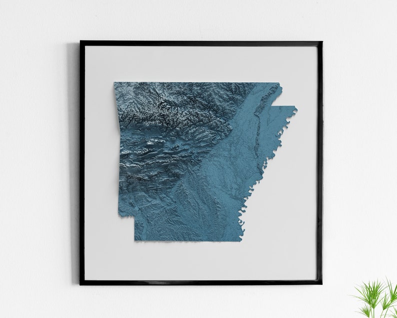 Arkansas Shaded Relief Map Natural Topographic - Etsy