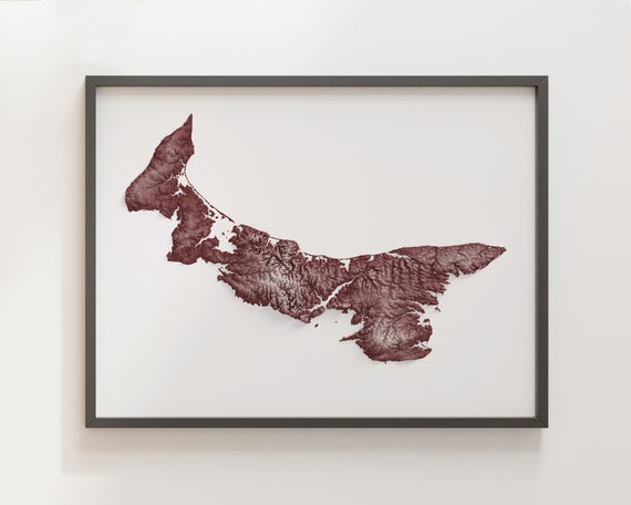 Prince Edward Island PEI Shaded Relief Map Natural - Etsy