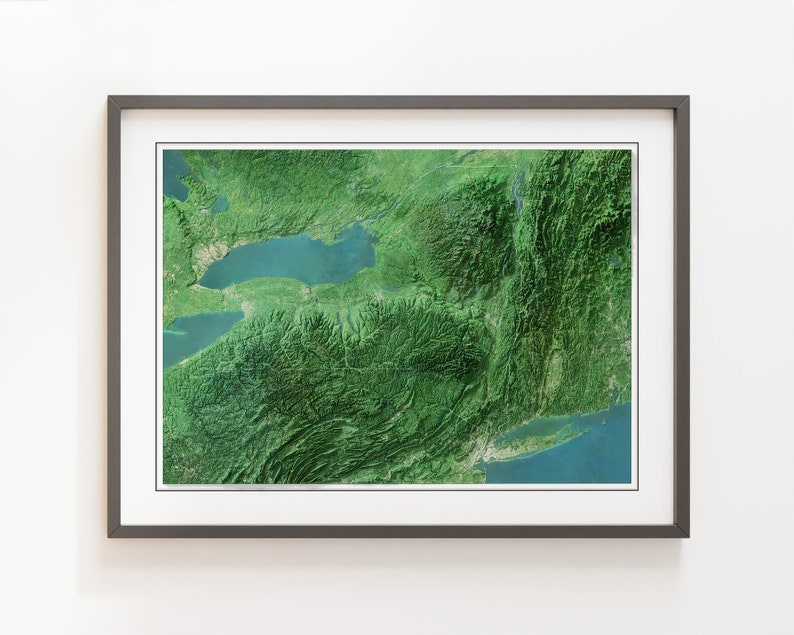New York State, U.S.A. - Shaded Relief Map - Imagery - Etsy
