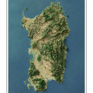 Sardegna, Italy - Shaded Relief Map - Imagery - Etsy