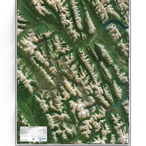 Banff Highline Trail - Shaded Relief Map - Etsy