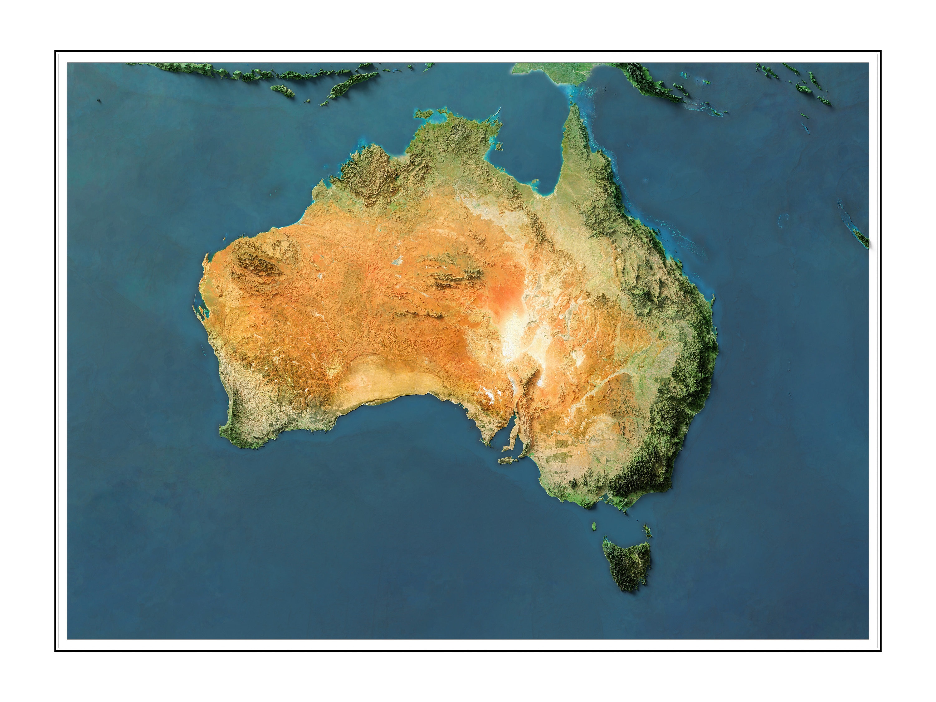 Australia Shaded Relief Map Imagery - Etsy