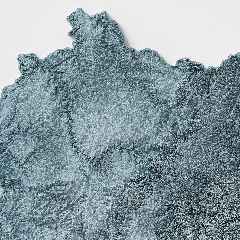 Kentucky Shaded Relief Map Natural Topography - Etsy