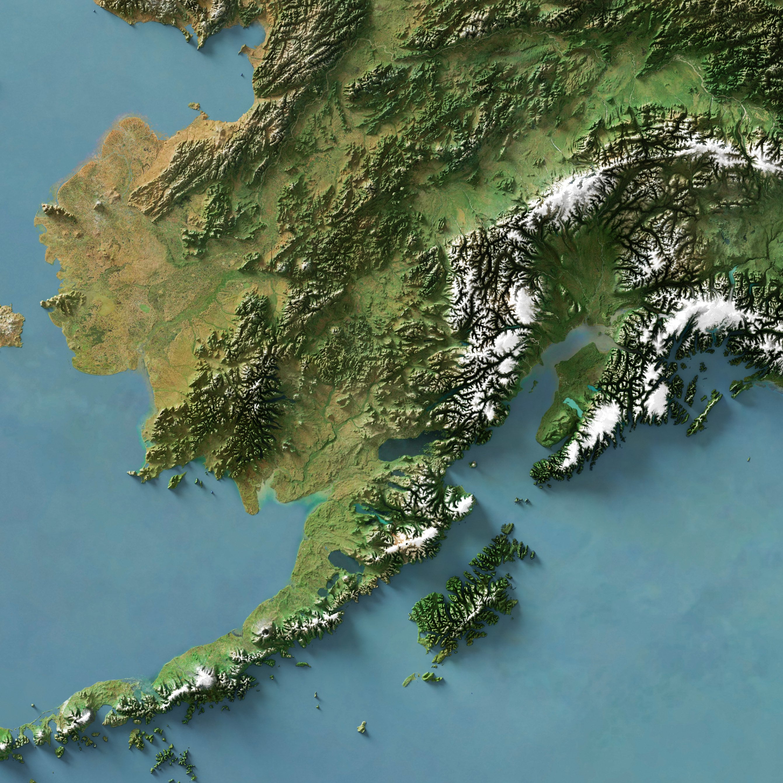Alaska, U.S.A. Shaded Relief Map Imagery - Etsy