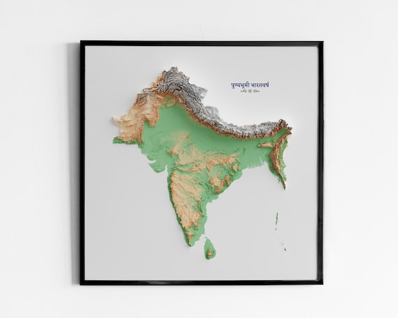 Physical Map of Akhand Bhārat Historic Indosphere in South - Etsy India