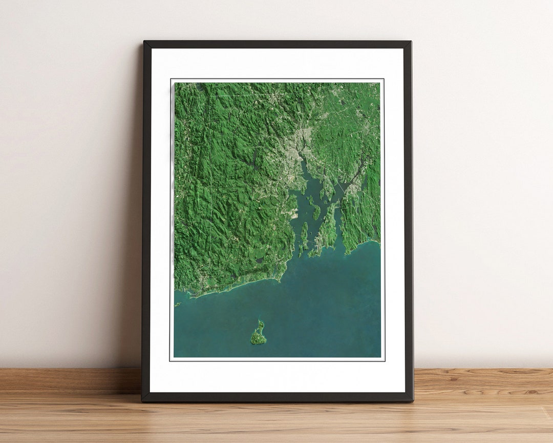 Rhode Island, U.S.A. - Shaded Relief Map - Imagery - Etsy