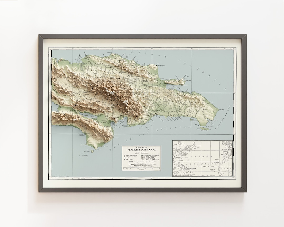 Dominican Republic Vintage Topographic Map (c.1910) - Vintage ...