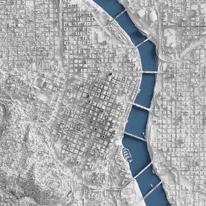 Portland, Oregon Shaded Relief Map Detailed Topography - Etsy