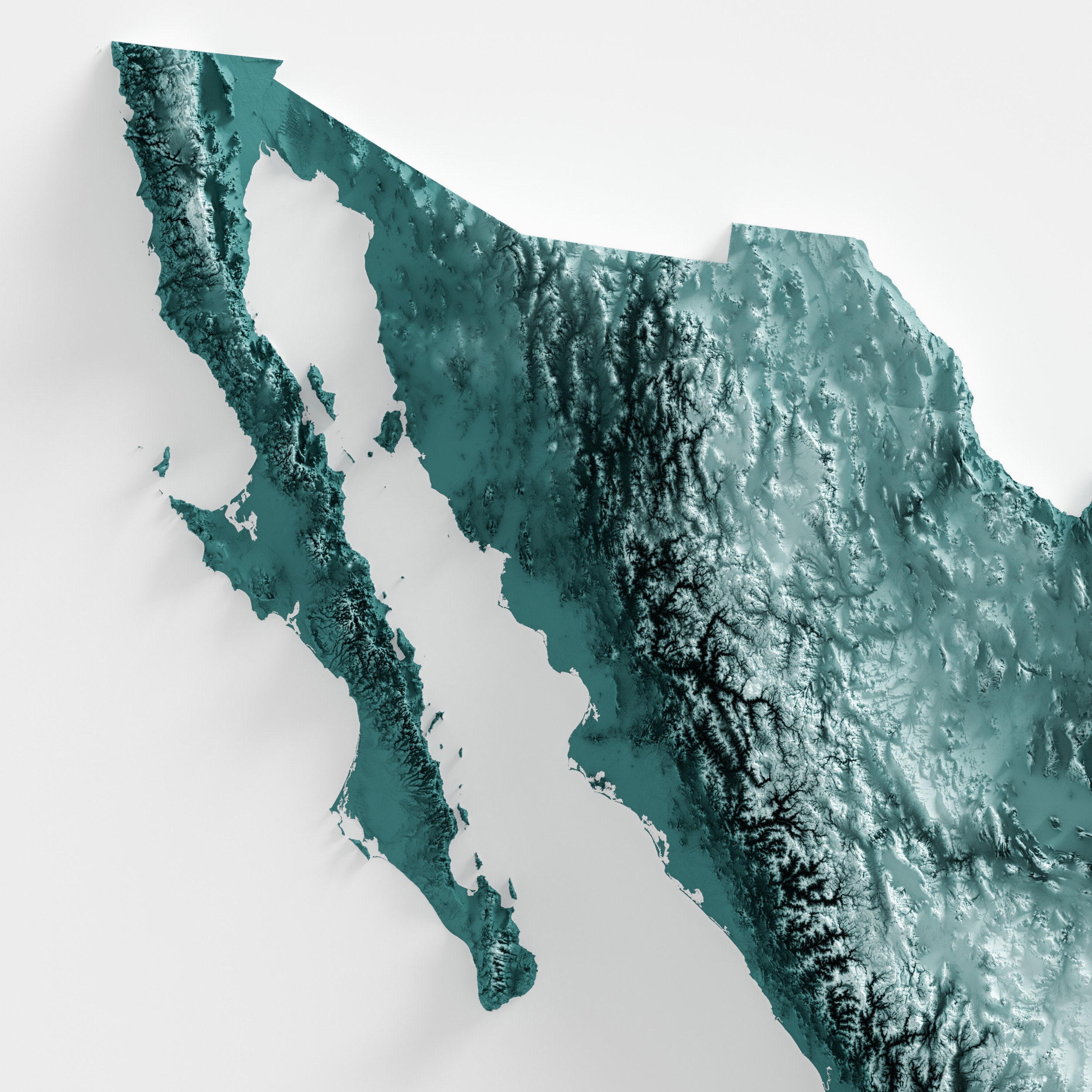 Mexico Shaded Relief Map Natural - Etsy