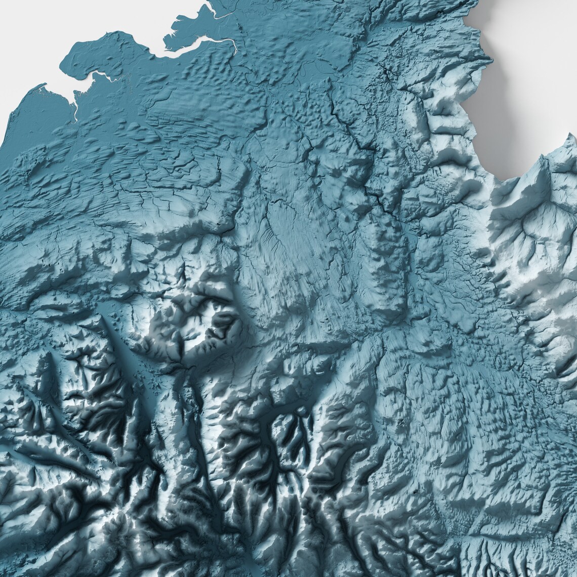 Cumbria County, England - Shaded Relief Map - Natural Topography - Etsy