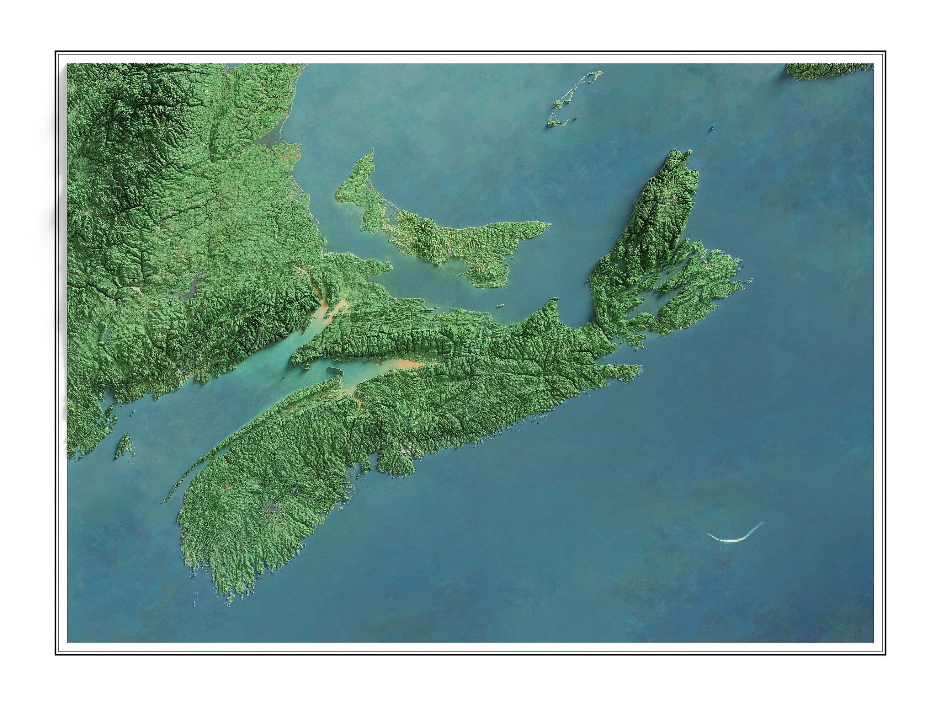 Nova Scotia Canada Shaded Relief Map Imagery - Etsy