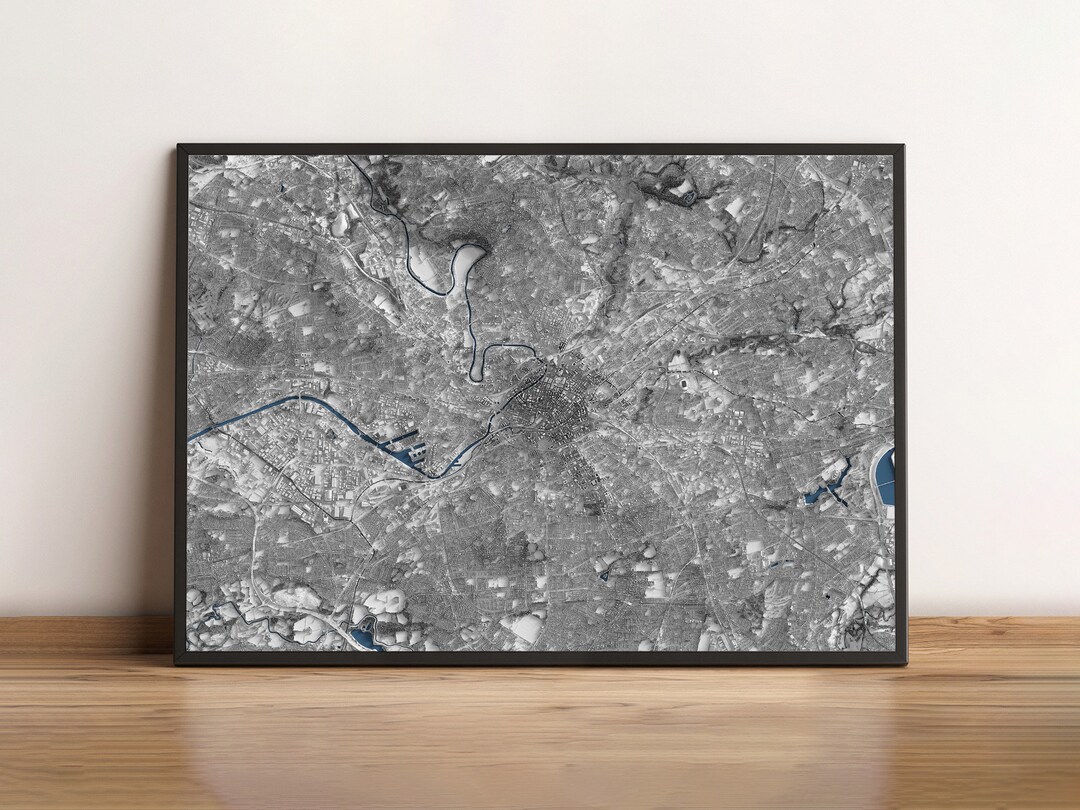 Manchester, United Kingdom - Shaded Relief Map - Detailed Topography - Etsy