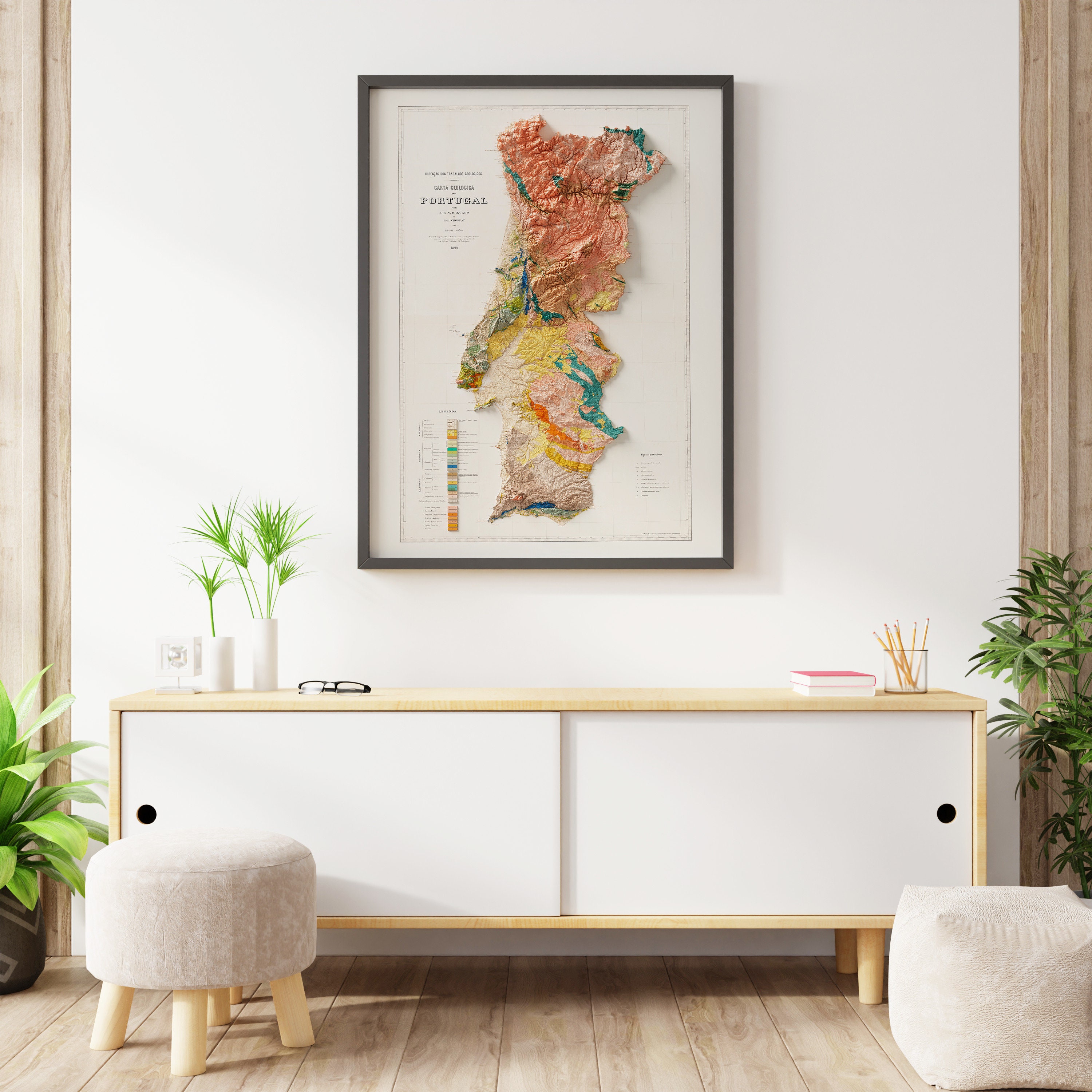 Geological Map of Portugal (c.1899) - Vintage Geology Map - Shaded ...