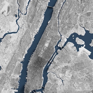 Manhattan, New York - Shaded Relief Map - Detailed Topography - Etsy