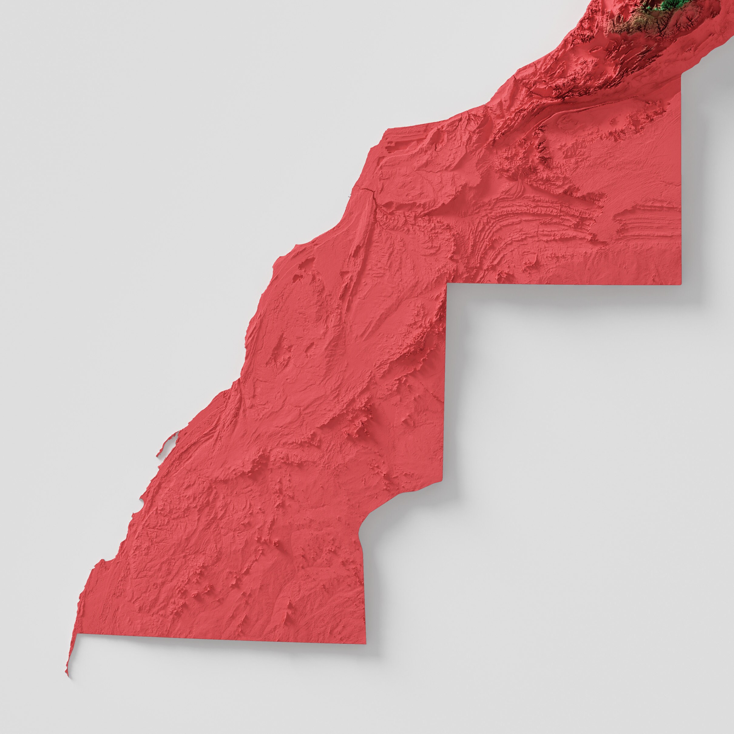 Morocco Shaded Relief Map Flag Colours - Etsy