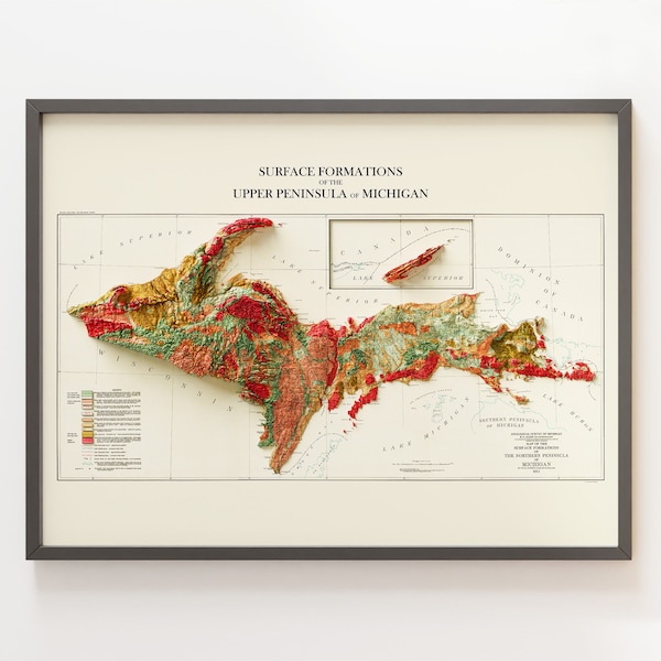 Geologic Map of the Upper Peninsula - Etsy