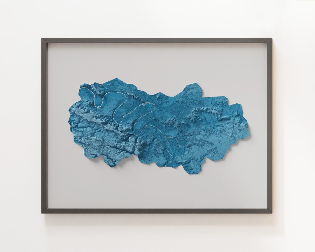 Paris, France - Shaded Relief Map - Etsy