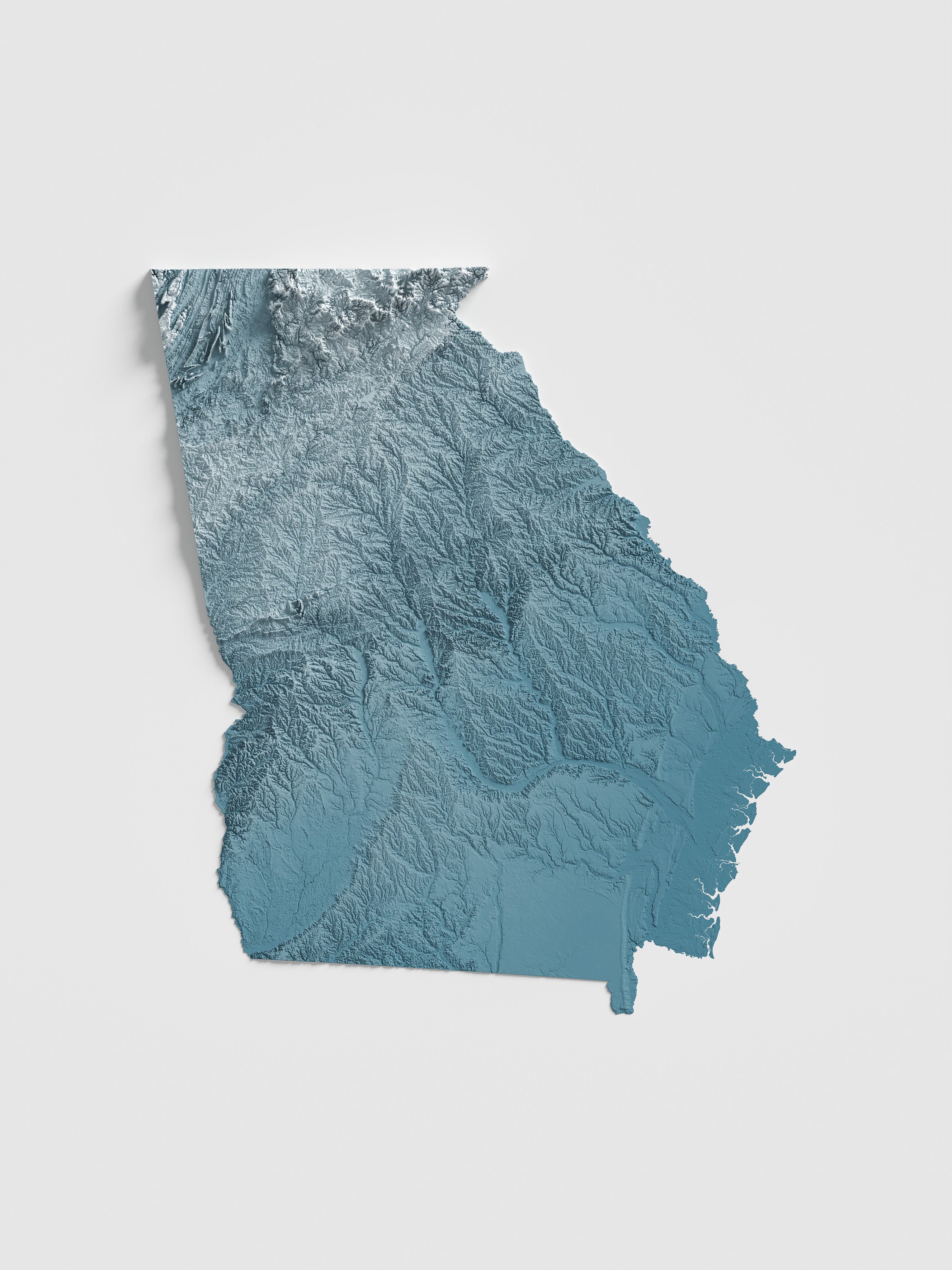 Georgia State Shaded Relief Map Natural Topography - Etsy