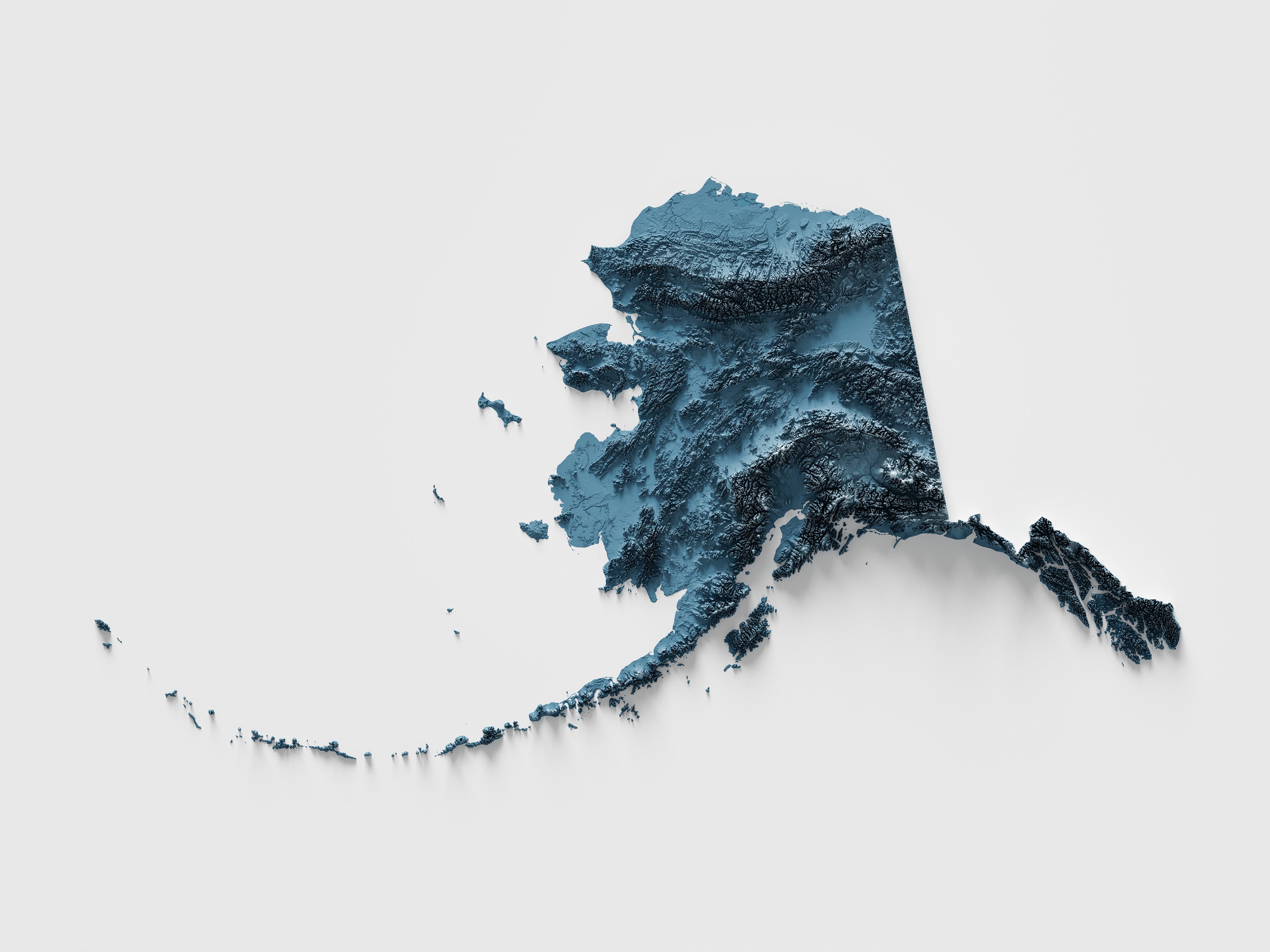 Alaska Shaded Relief Map Natural Topography - Etsy