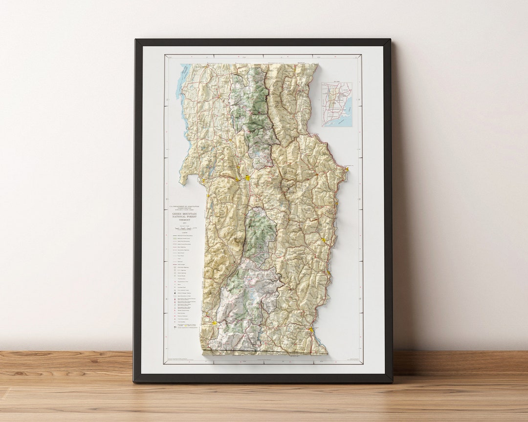 Green Mountain National Forest (vermont) Map - Topographic Map - Etsy
