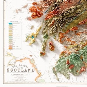 Geological Map of Scotland (c.1860) - Vintage Map - Shaded Relief Map ...