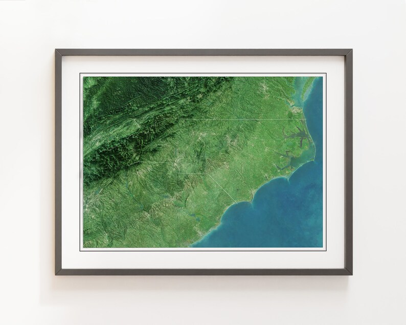 North Carolina U.S.A. Shaded Relief Map Imagery - Etsy