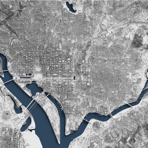 Washington, D.C. - Shaded Relief Map - Detailed Topography - Etsy