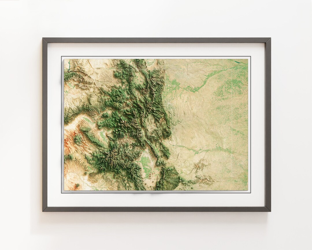 Colorado, USA - Shaded Relief Map - Imagery - Etsy