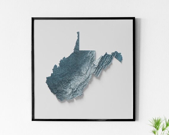 West Virginia Shaded Relief Map Natural Topographic | Etsy