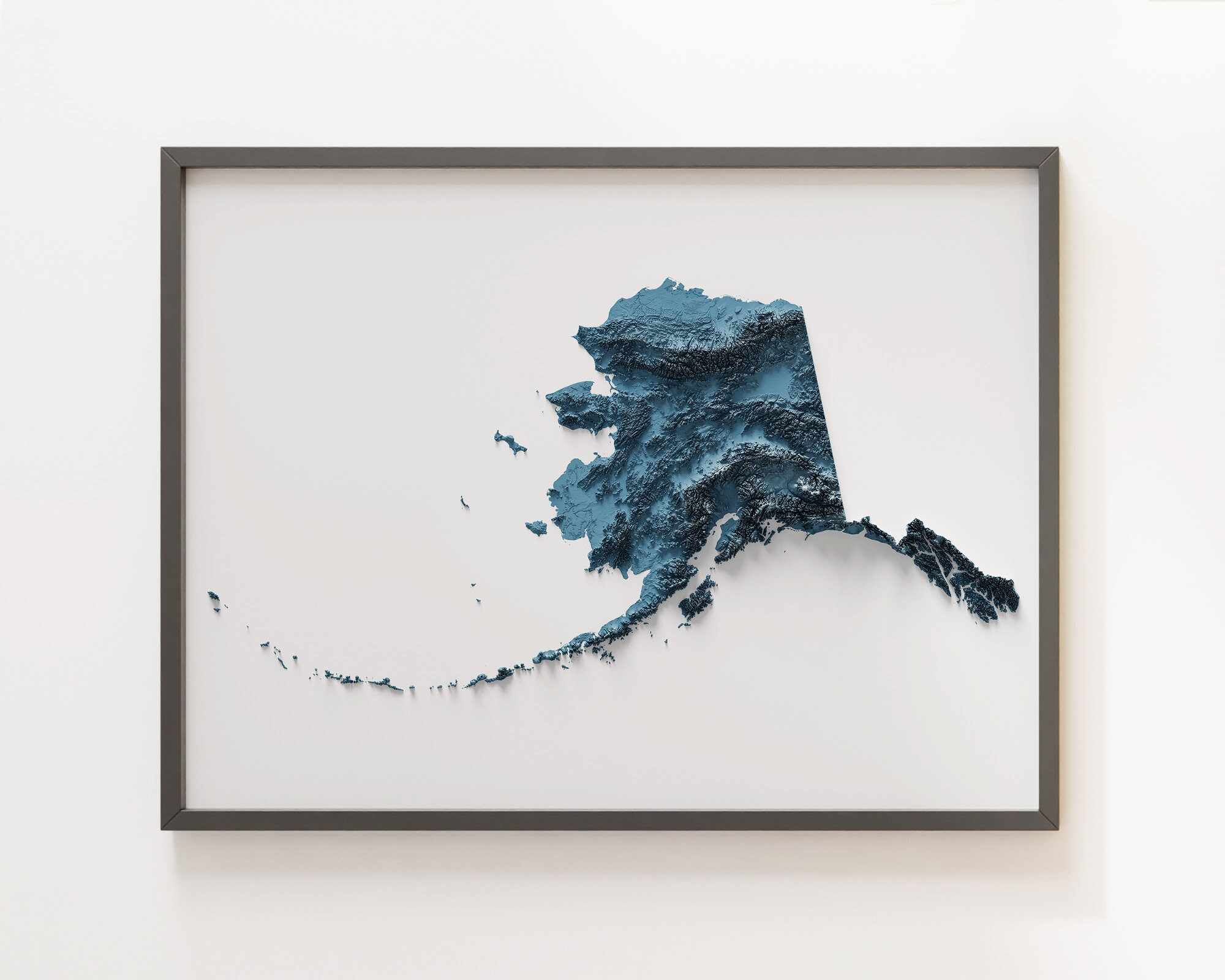 Alaska Shaded Relief Map Natural Topography - Etsy