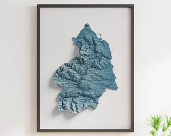 Cumbria County England Shaded Relief Map Natural | Etsy