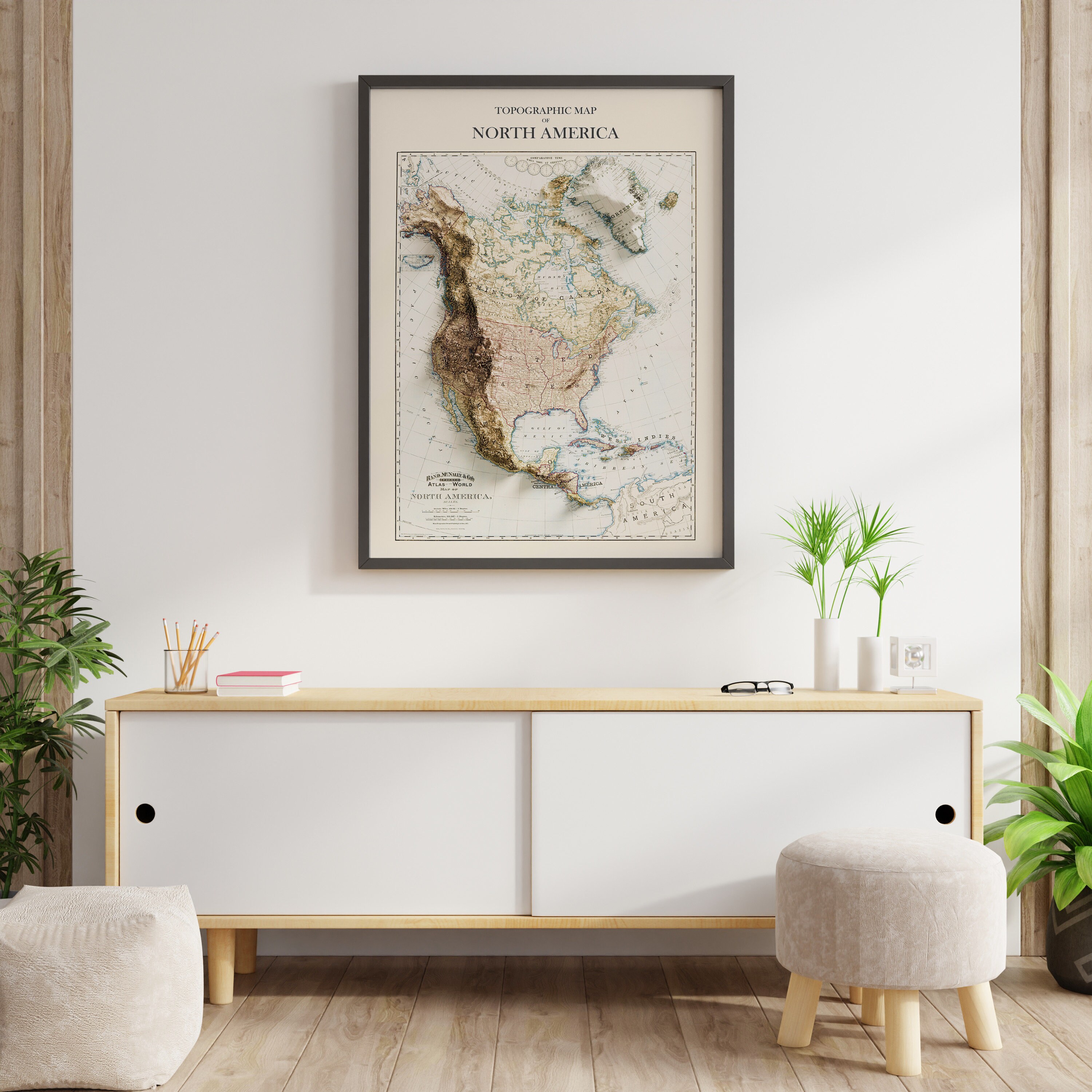 North America Vintage Topographic Map C. 1892 Shaded Relief Map - Etsy
