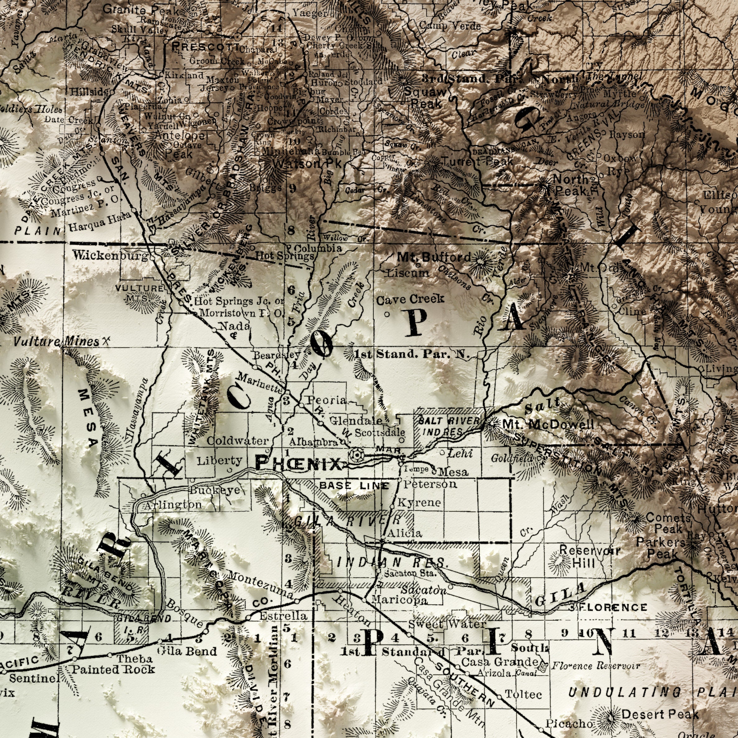 Arizona c.1895 Vintage Topographic Map - Etsy