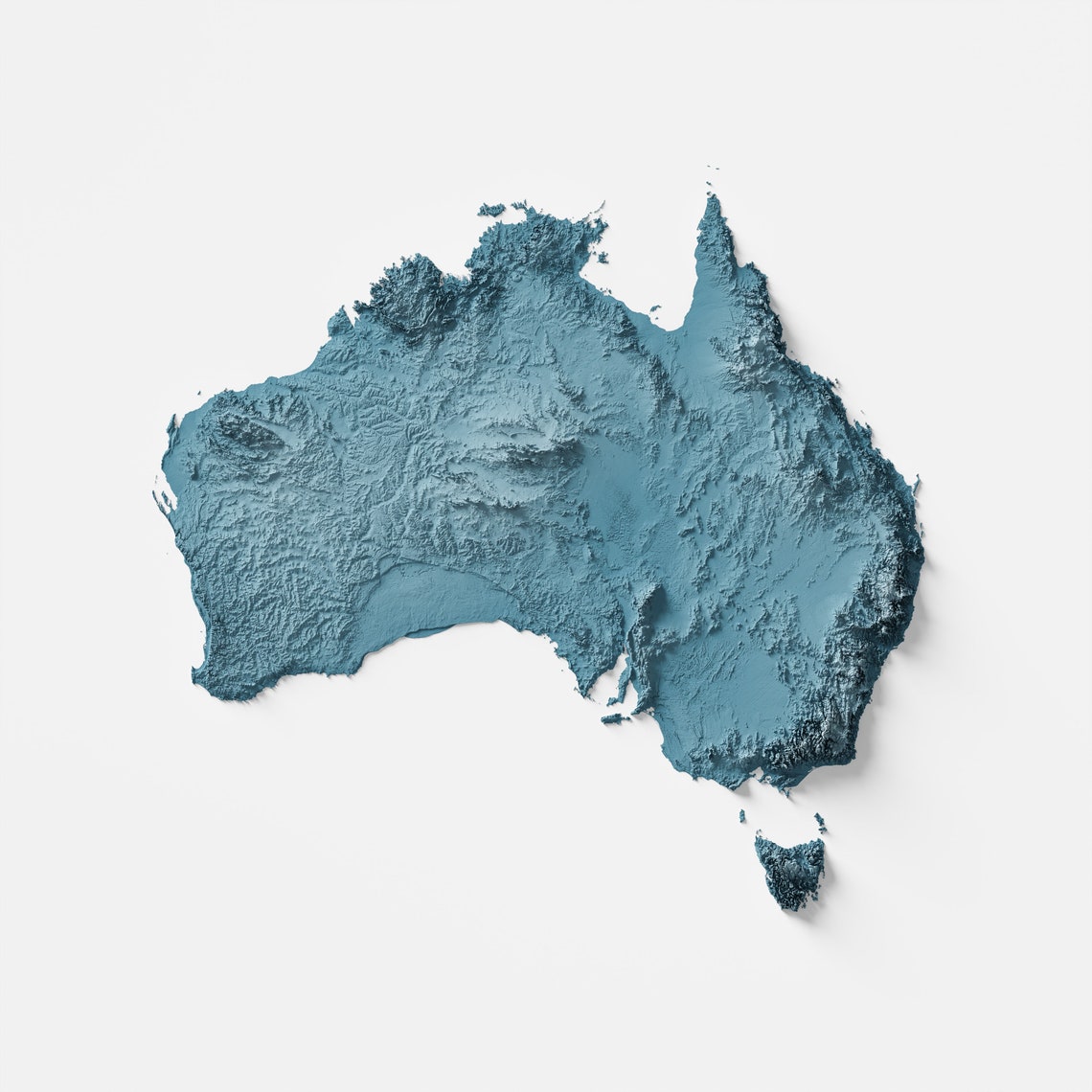 Australia - Shaded Relief Map - Natural Topography - Etsy