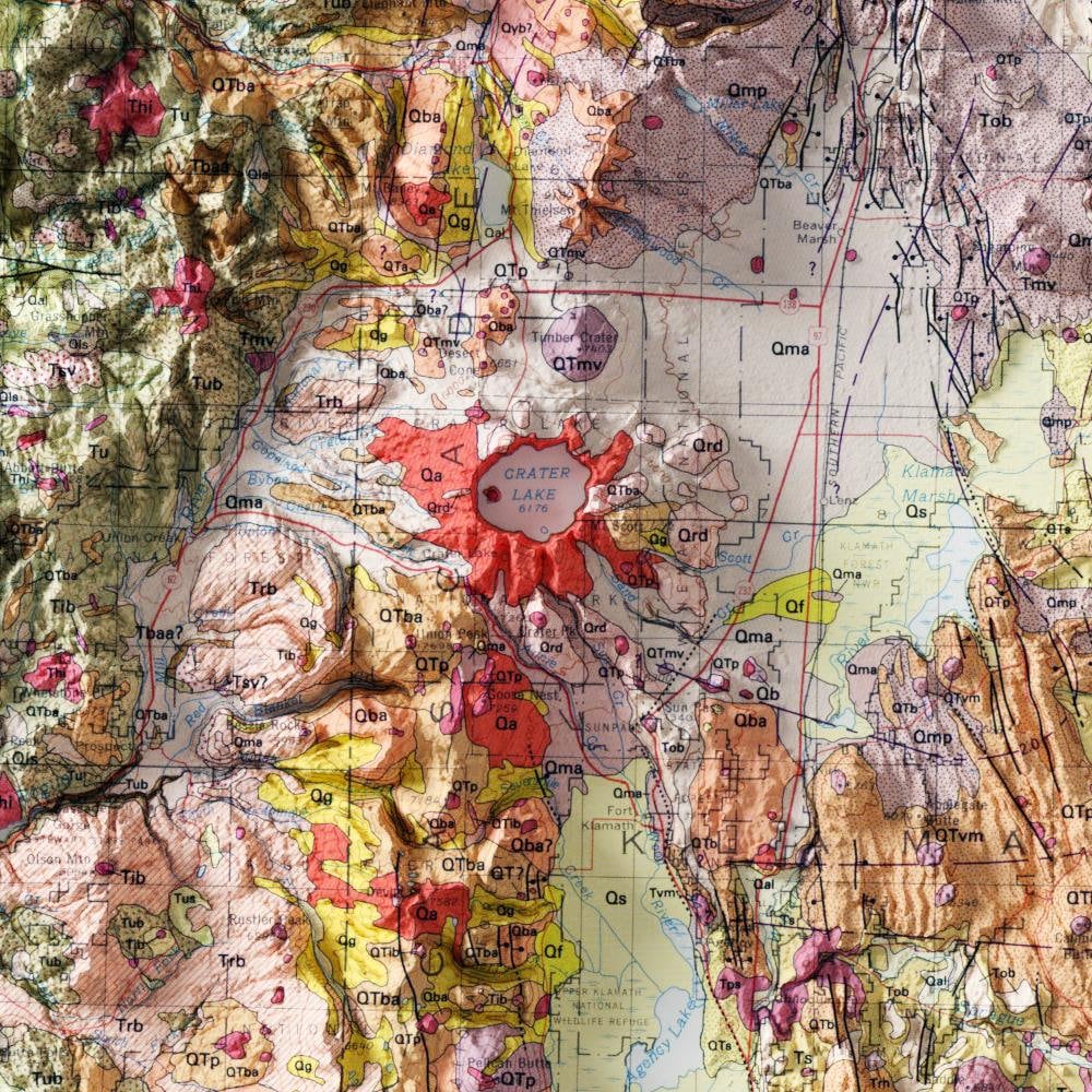 Geological Map of Oregon Vintage Shaded Relief Map | Etsy