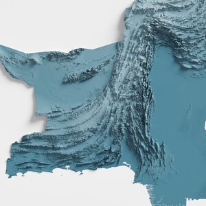 Pakistan - Shaded Relief Map - Natural Topography - Etsy