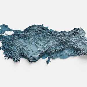 Turkey - Shaded Relief Map - Natural Topography - Etsy