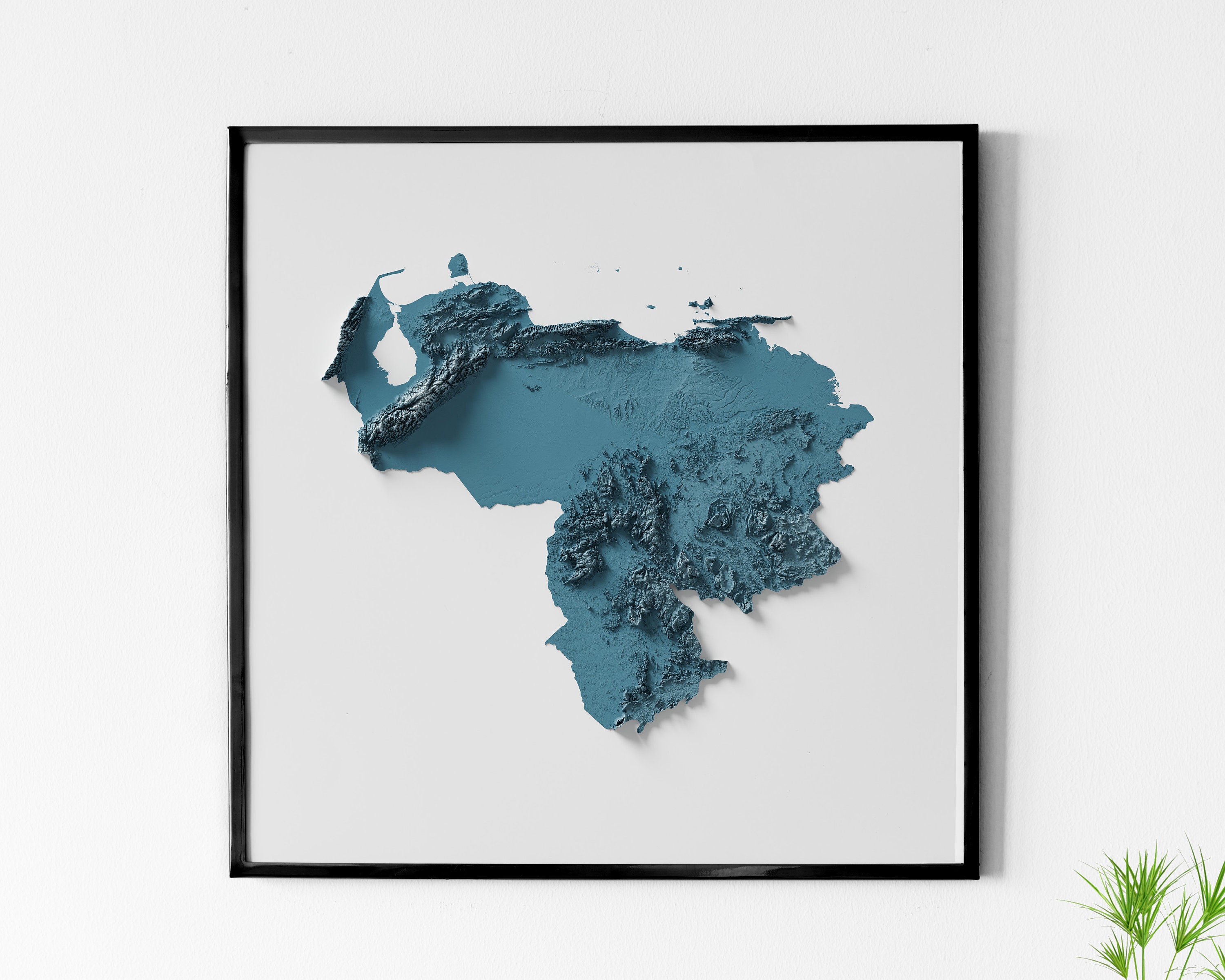 Venezuela - Shaded Relief Map - Natural Topography - Etsy