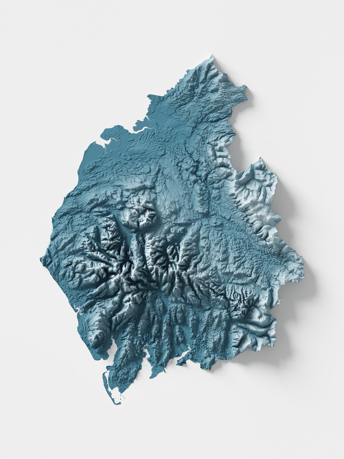 Cumbria County, England - Shaded Relief Map - Natural Topography - Etsy