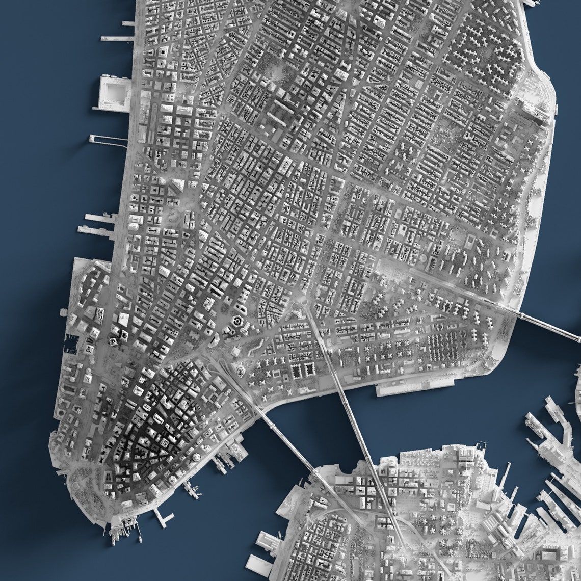 Manhattan New York Shaded Relief Map Detailed Topography - Etsy