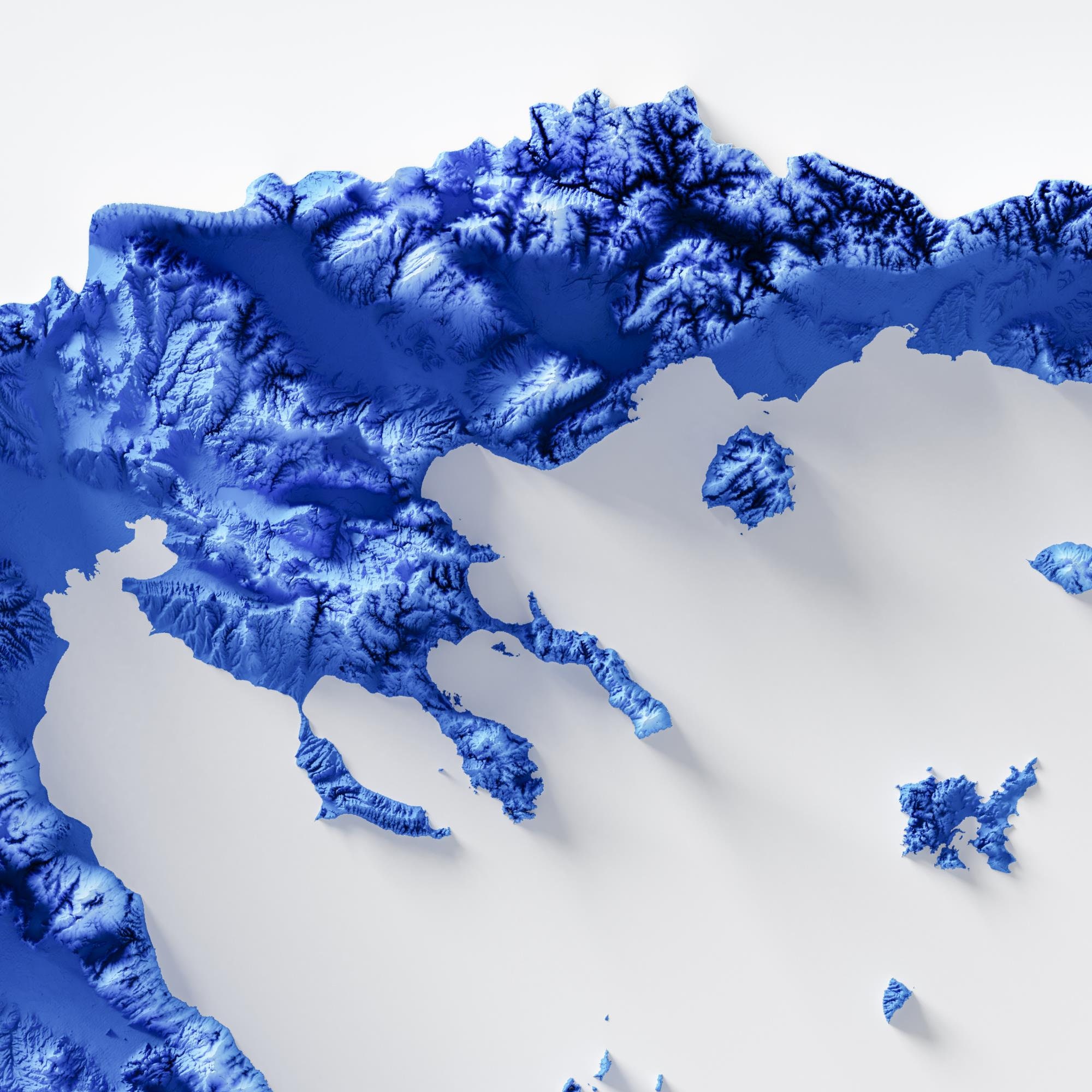 Greece Shaded Relief Map - Etsy