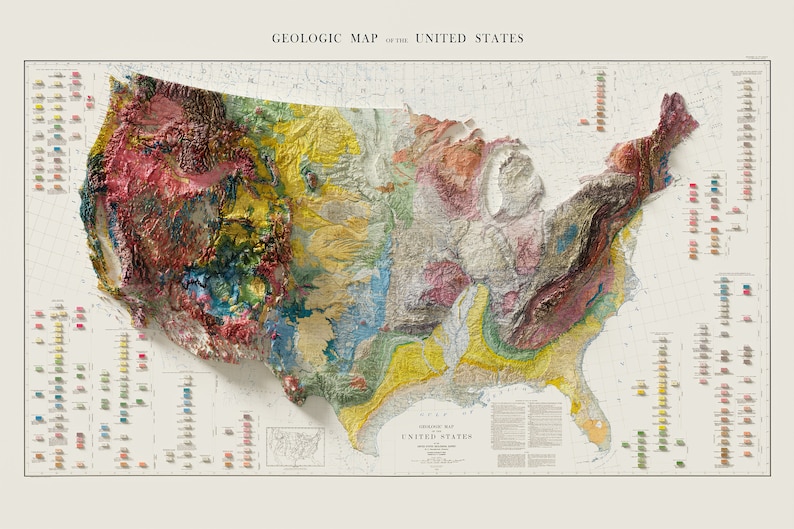 Geological Map of the United States (c.1932) - Vintage Geology Map ...